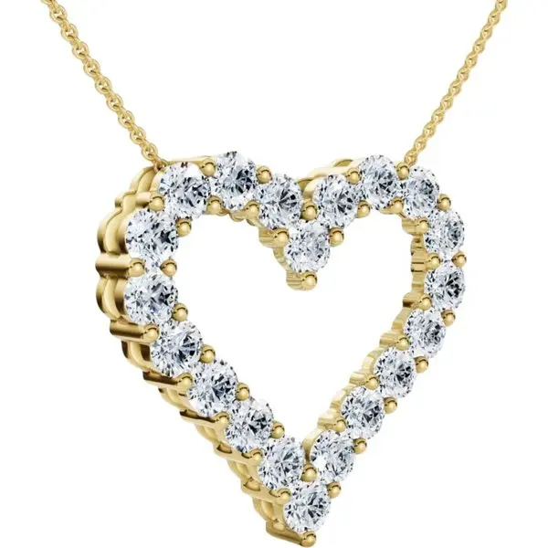 BLISS DIAMOND 1ct Lab Grown Diamond Heart Pendant Necklace - 14k Yellow Gold