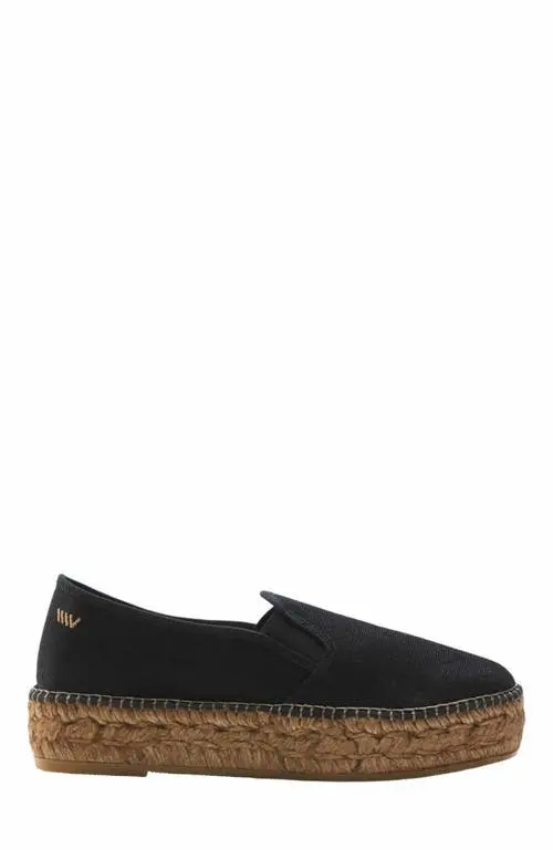 VISCATA Castell Canvas Espadrille Platforms - Black