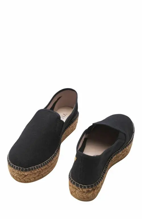 VISCATA Castell Canvas Espadrille Platforms - Black