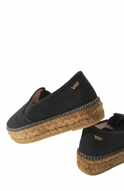 VISCATA Castell Canvas Espadrille Platforms - Black