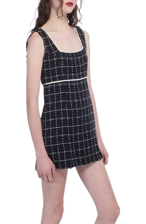 Anna Sui Windowpane Tweed Mini Dress