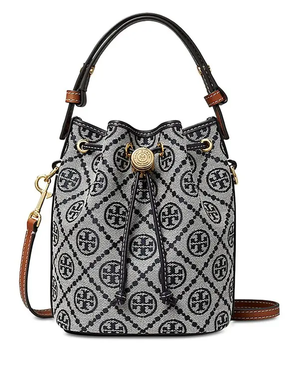 Tory Burch T Monogram Mini Bucket Bag - Navy