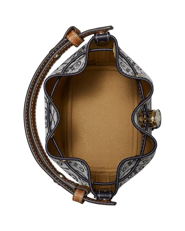 Tory Burch T Monogram Mini Bucket Bag - Navy