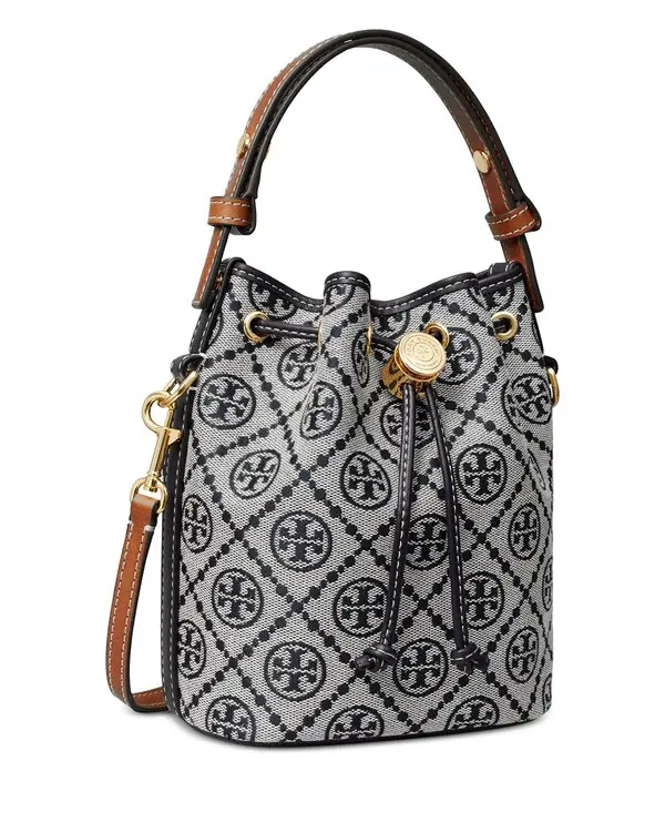Tory Burch T Monogram Mini Bucket Bag - Navy