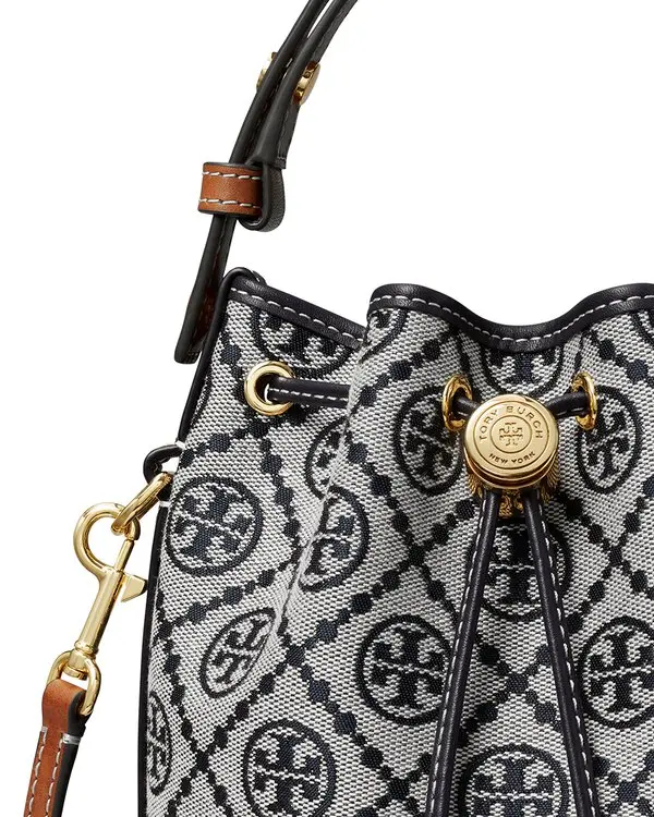 Tory Burch T Monogram Mini Bucket Bag - Navy