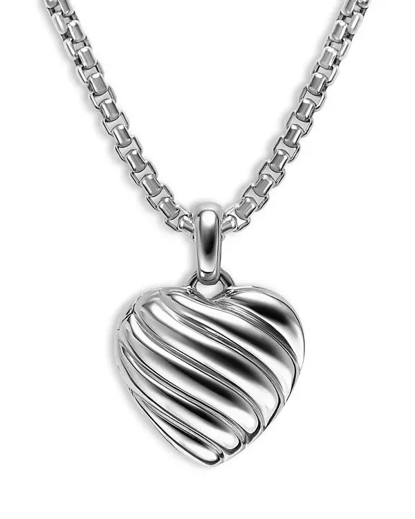David Yurman Sculpted Cable Heart Locket - Silver