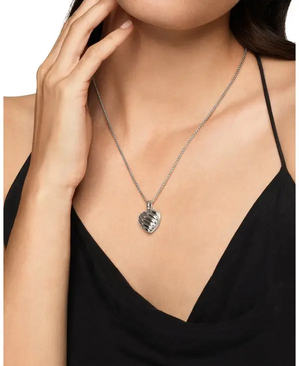 David Yurman Sculpted Cable Heart Locket - Silver