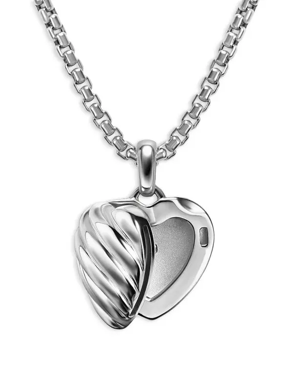 David Yurman Sculpted Cable Heart Locket - Silver