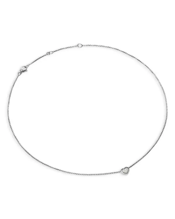 David Yurman Puffy Heart Pendant Necklace In Sterling With Diamonds, 7.8mm