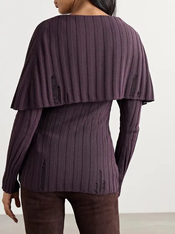 Acne Studios Distressed Ribbed Organic Cotton-blend Cardigan