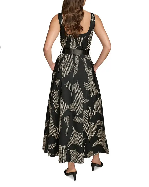 Donna Karan New York Printed Square Neck Maxi Dress