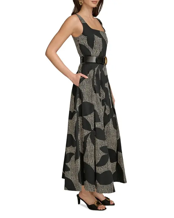Donna Karan New York Printed Square Neck Maxi Dress