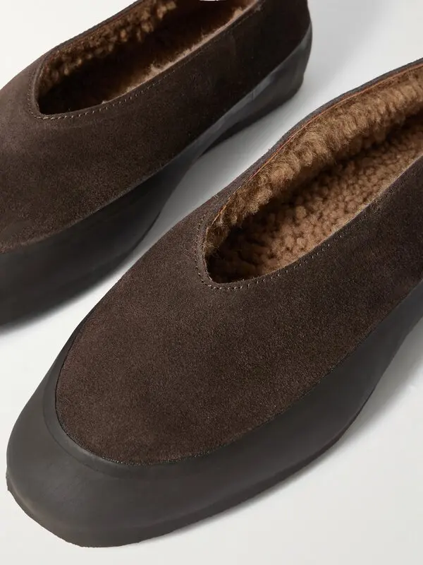 Le Monde Beryl Le Monde Beryle Shearling-lined Suede Ballet Flats - Brown