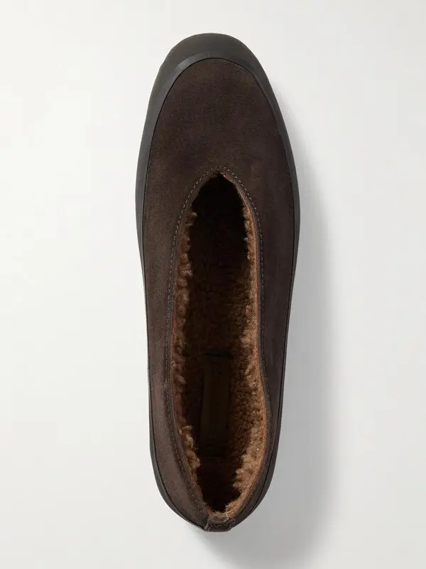 Le Monde Beryl Le Monde Beryle Shearling-lined Suede Ballet Flats - Brown
