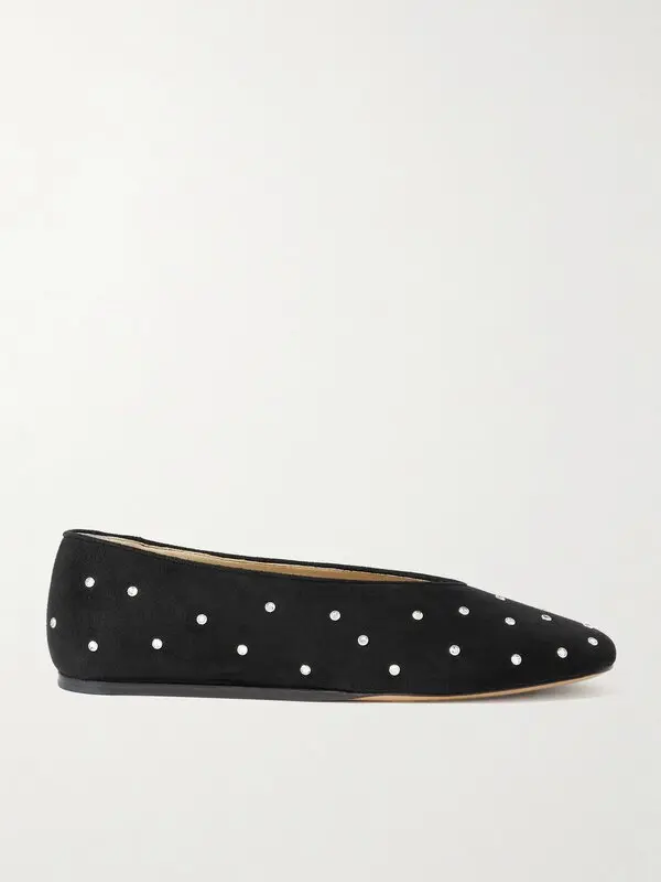 Le Monde Beryl Regency Crystal-embellished Suede Ballet Flats