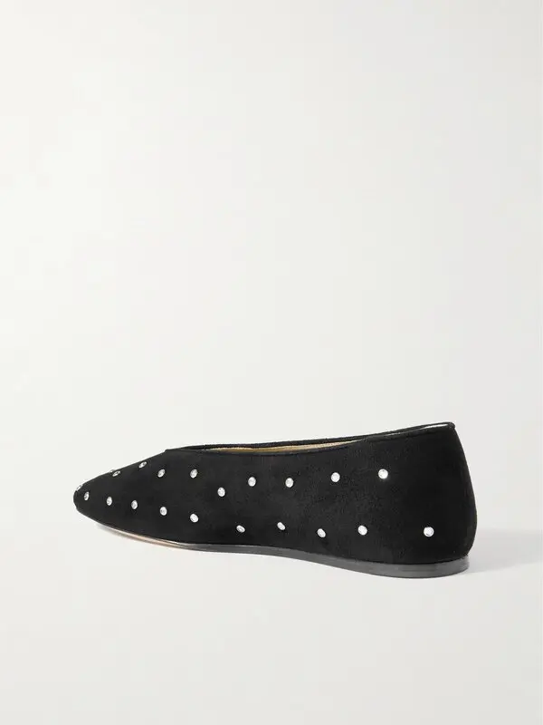 Le Monde Beryl Regency Crystal-embellished Suede Ballet Flats