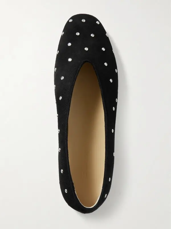 Le Monde Beryl Regency Crystal-embellished Suede Ballet Flats
