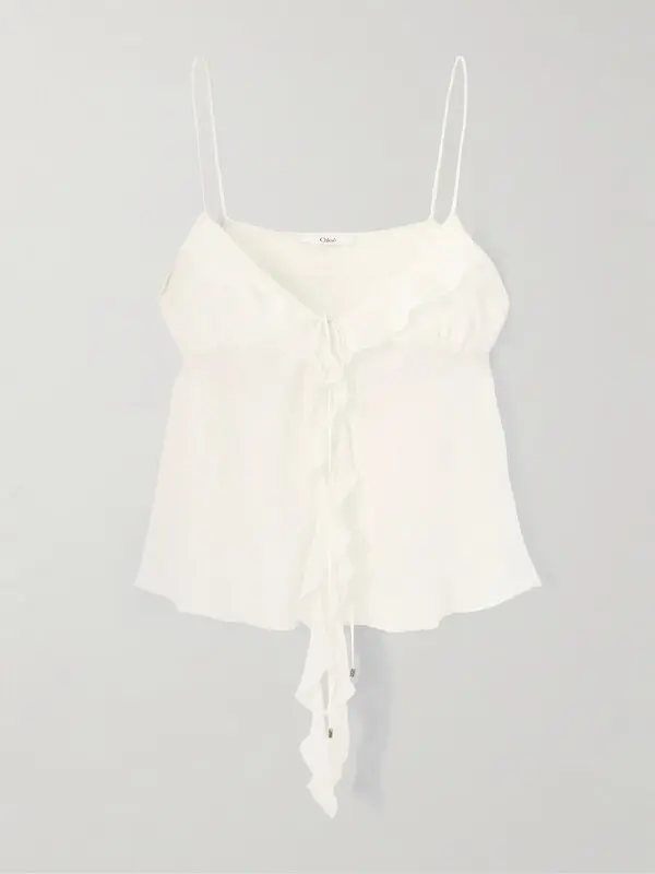 Chloé Ruffled Tie-front Silk-chiffon Top