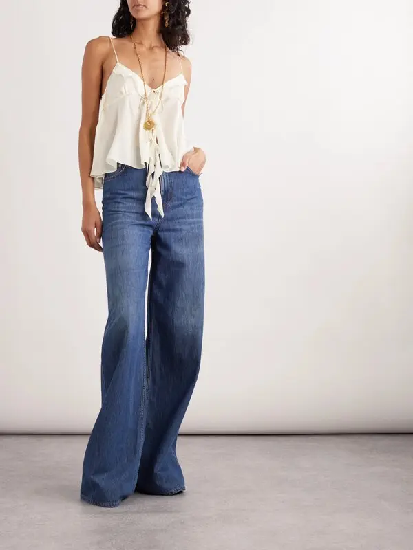 Chloé Ruffled Tie-front Silk-chiffon Top