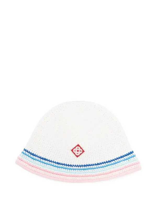 Casablanca Striped Crochet-knit Bucket Hat - White