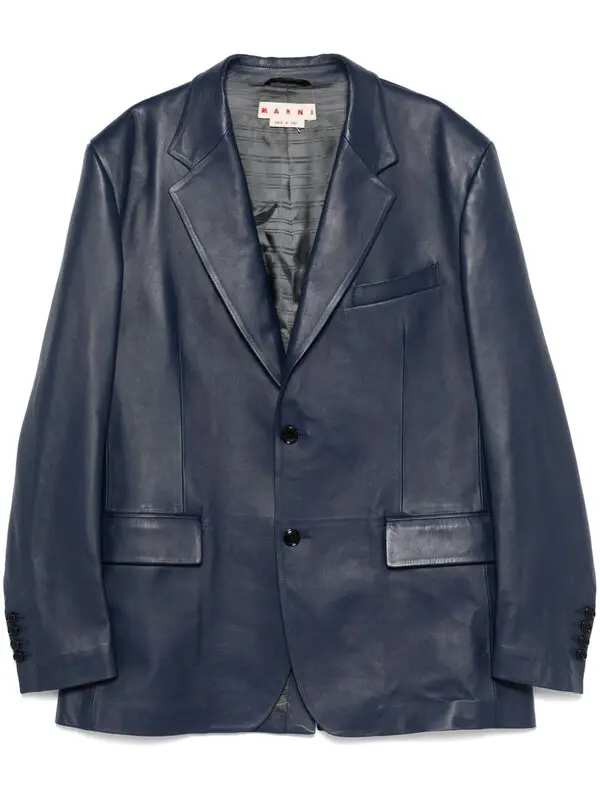 Marni Leather Blazer - Blue