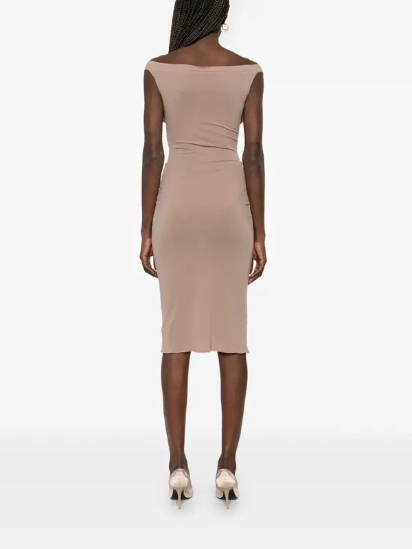 Magda Butrym Rose-appliqué Corset Midi Dress - Brown