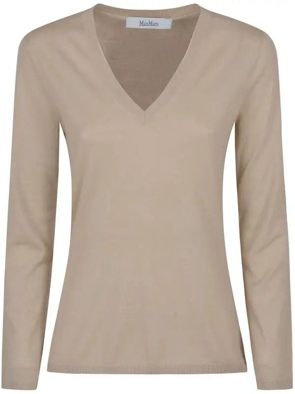 Max Mara V-neck Fine Knit Top - Neutrals