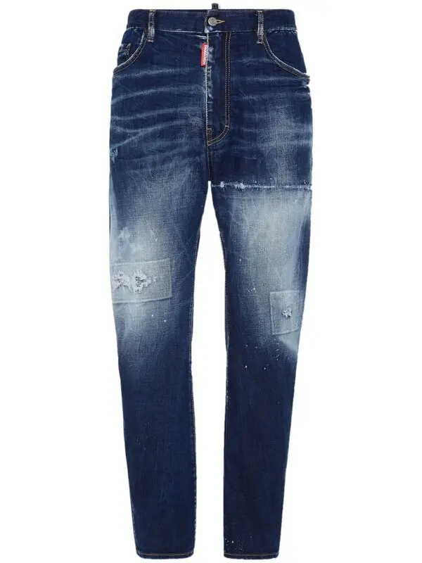 Dsquared2 Distressed Stretch-cotton Jeans - Blue