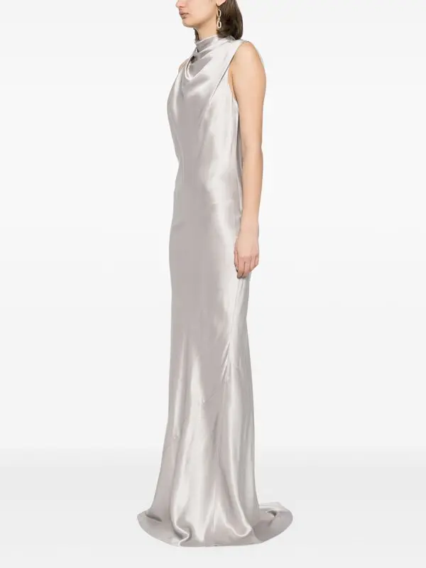 Michelle Mason Ruffle Bias Gown - Grey