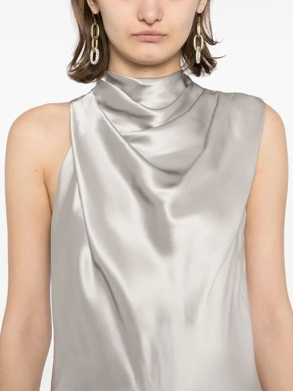 Michelle Mason Ruffle Bias Gown - Grey