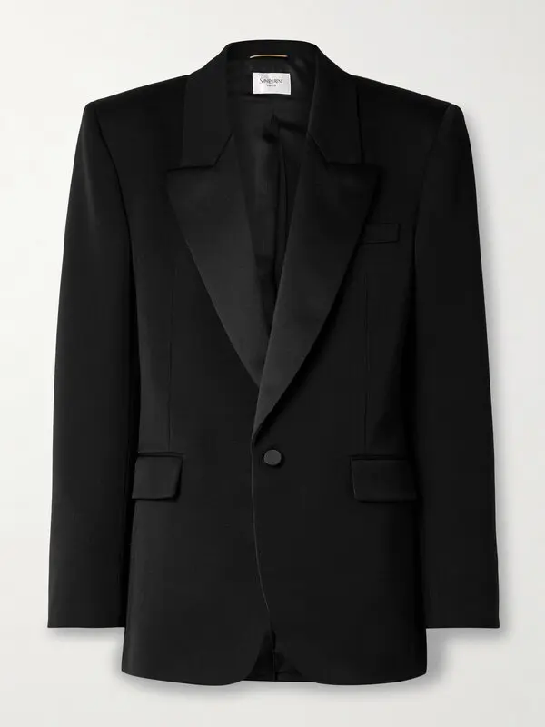 Saint Laurent Satin-trimmed Wool Blazer