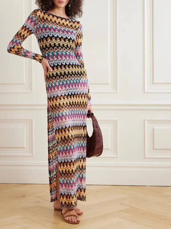 Missoni Open-Back Metallic Crochet-Knit Maxi Dress In Multi - 50% Off |  Editorialist