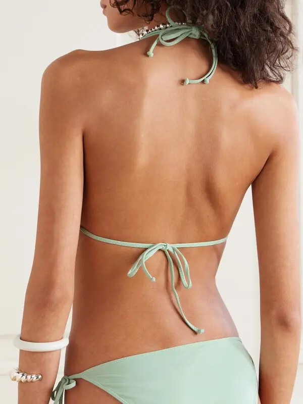 Marysia Del Mar Embellished Triangle Bikini Top - Green