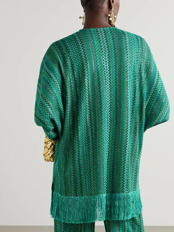Missoni Fringed Sequin-embellished Crochet-knit Top
