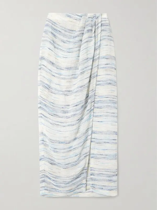 Lisa Marie Fernandez Pleated Striped Linen-blend Gauze Pareo - White