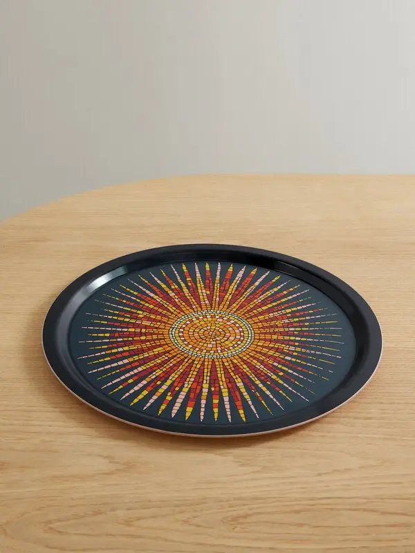 La DoubleJ Printed Laminated Birchwood Tray - Blue