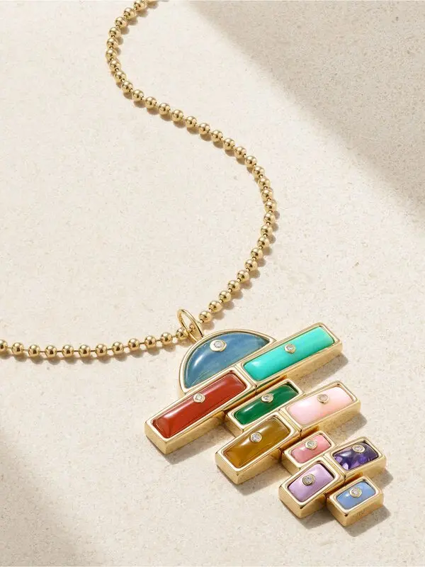 Brent Neale Medium Hopscotch Multi-stone Necklace - Gold