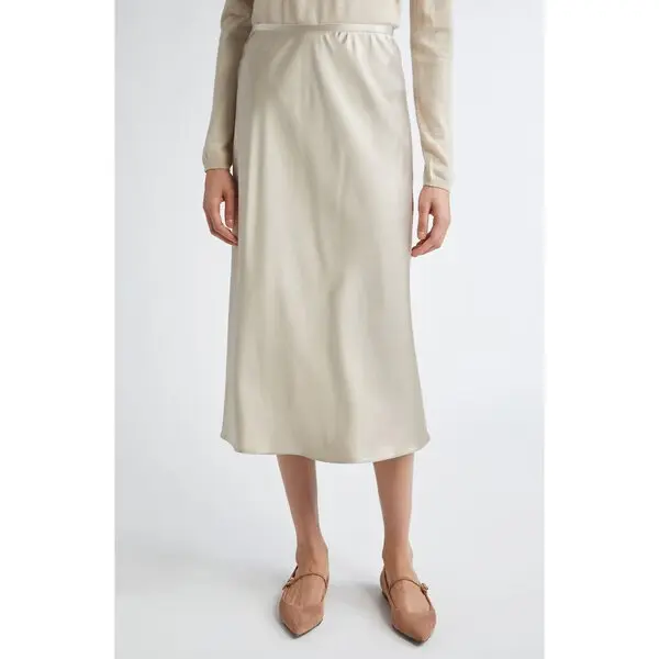Max Mara Carnet Silk Satin Midi Skirt