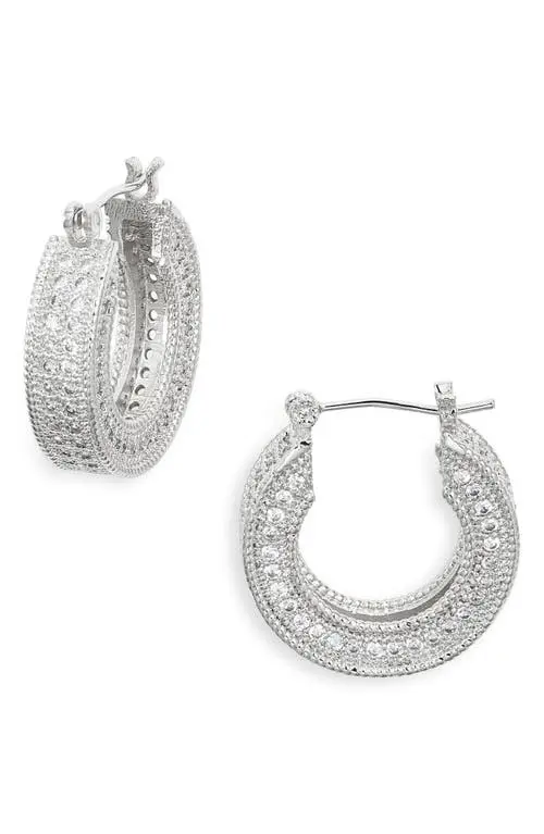 CHILD OF WILD Art Deco Pavé Hoop Earrings - Silver