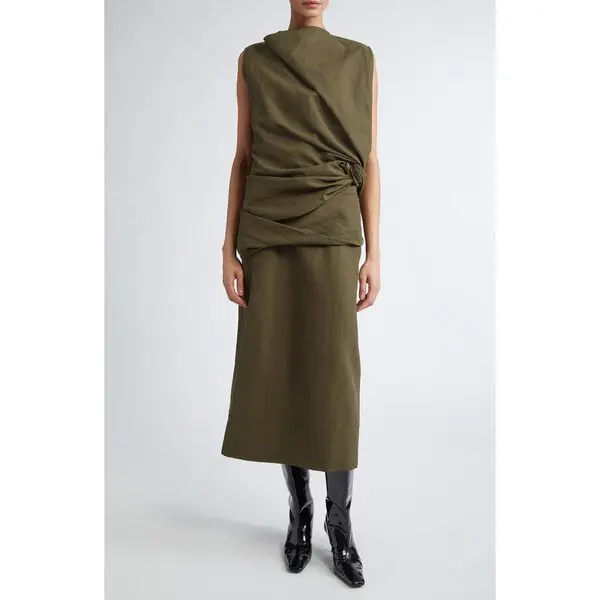 white linen spaghetti strap dress Linen A-Line Maxi Dress in White main image 1