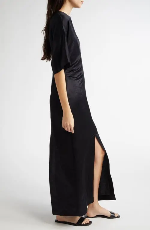 Loulou De Saison Ruby Fitted Linen & Silk Satin Dress - Black