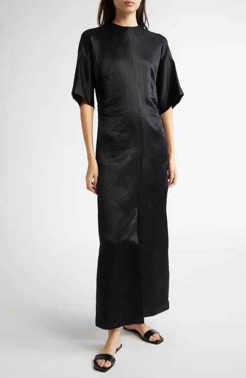 Loulou De Saison Ruby Fitted Linen & Silk Satin Dress - Black