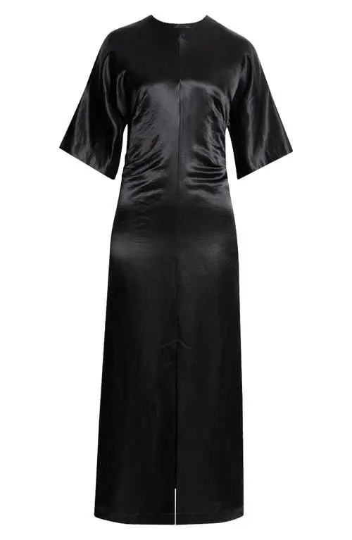 Loulou De Saison Ruby Fitted Linen & Silk Satin Dress - Black