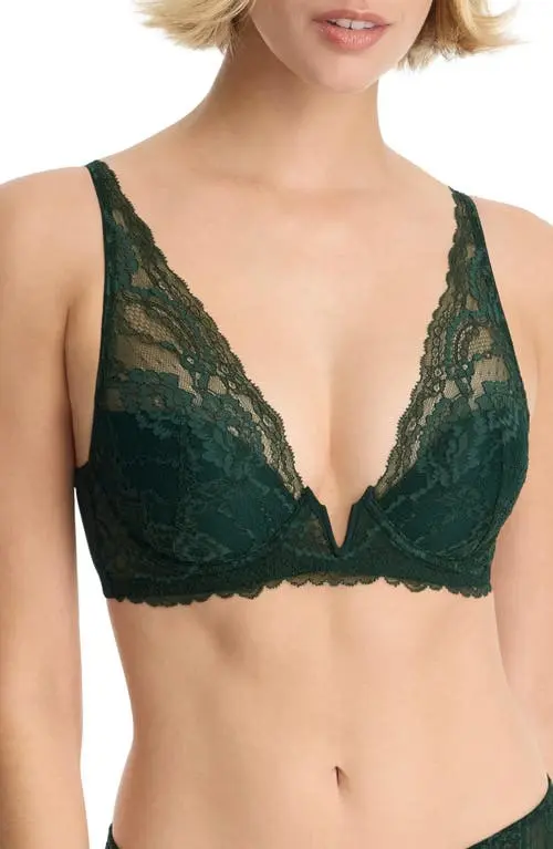 SKARLETT BLUE Minx Deep Plunge Lace Bra - Spruce