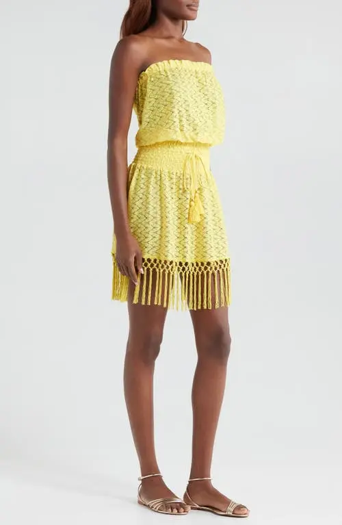 Ramy Brook Lauryn Strapless Mini Dress - Lemon Drop Zig Zag | Editorialist