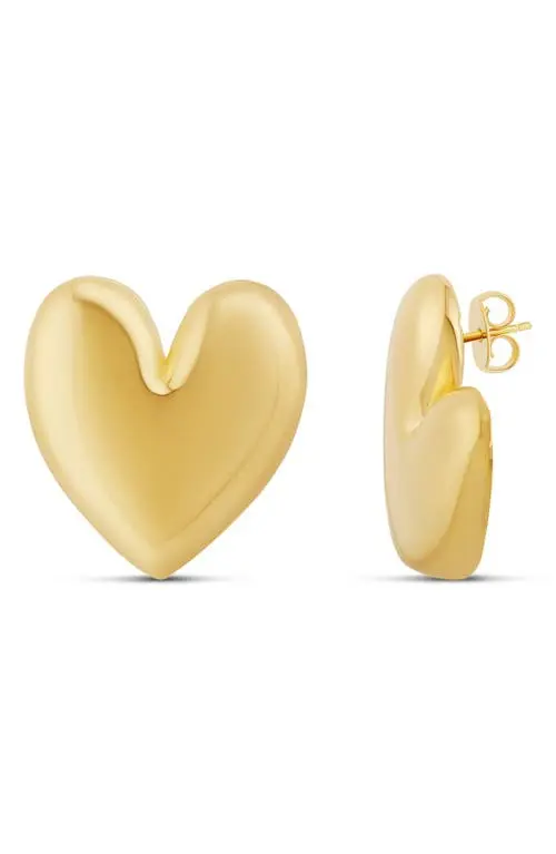 SHYMI Oversize Puffy Heart Statement Earrings - Gold