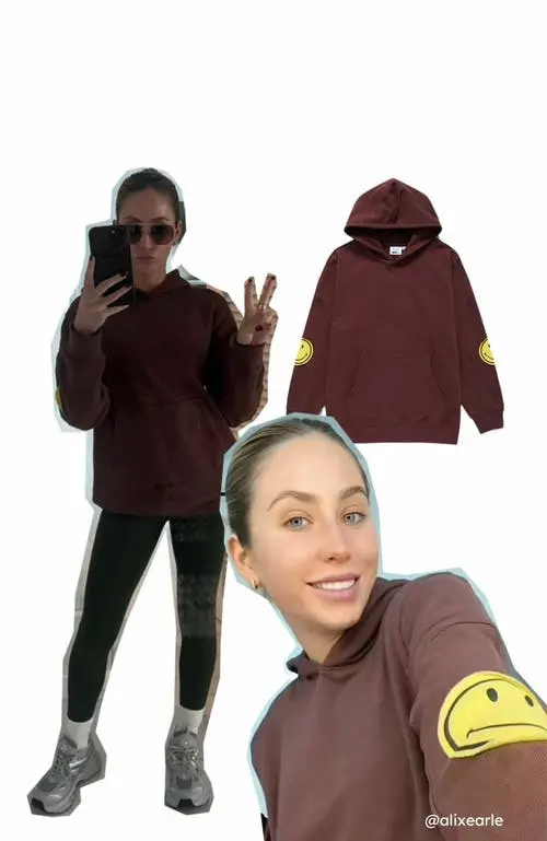 SAMII RYAN Smiley Oversized Hoodie - Brown