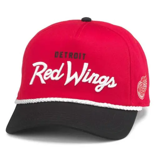 American Needle Black Detroit Wings Roscoe Washed Twill Adjustable Hat - Red