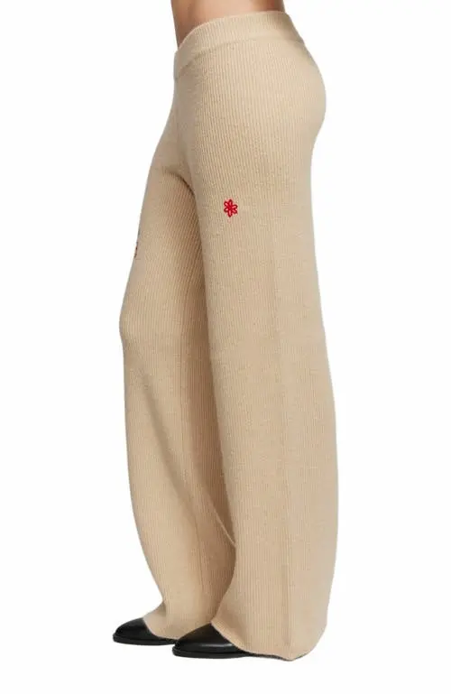 SAMII RYAN Knit Cupid Embroidered Wide Leg Pants