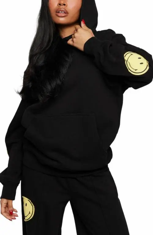 SAMII RYAN Smiley Oversized Hoodie - Black